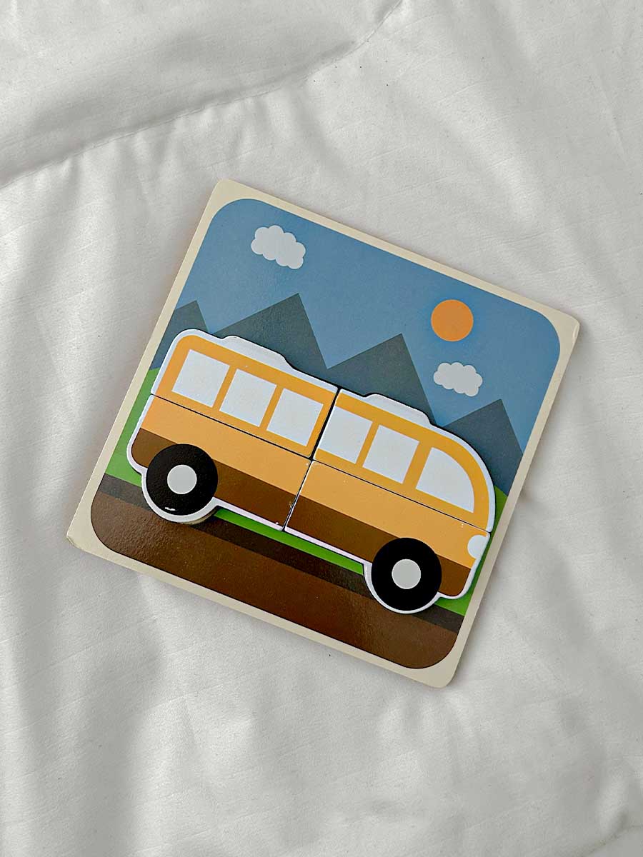 Puzzle en Bois – Bus Jaune – Konfita